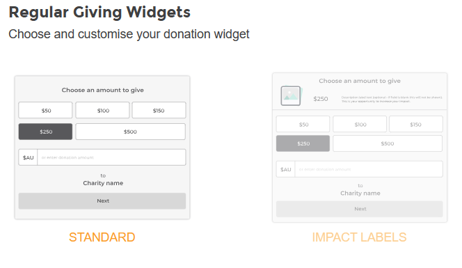 Regular Giving Forms and Widgets - settings and customisation – mycause ...