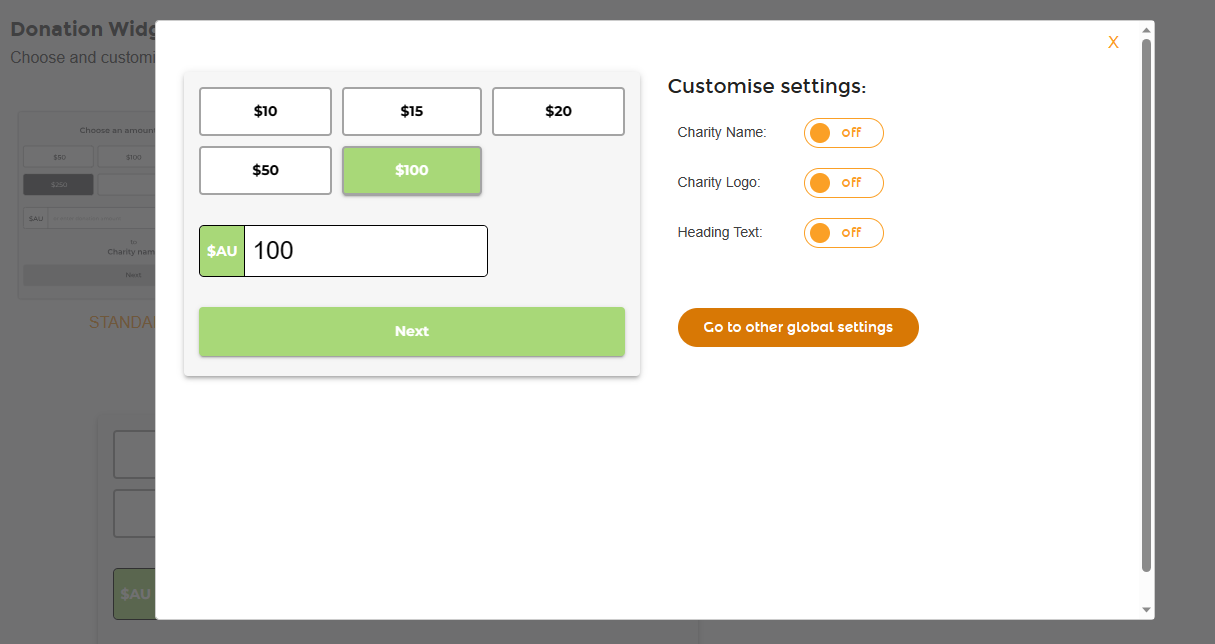 Direct Donation Forms and Widgets - settings and customisation – mycause help centre