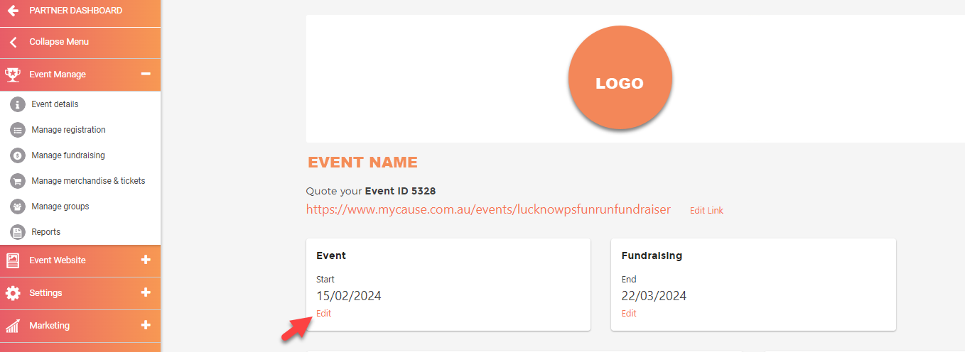 How to update your event end date – mycause help centre